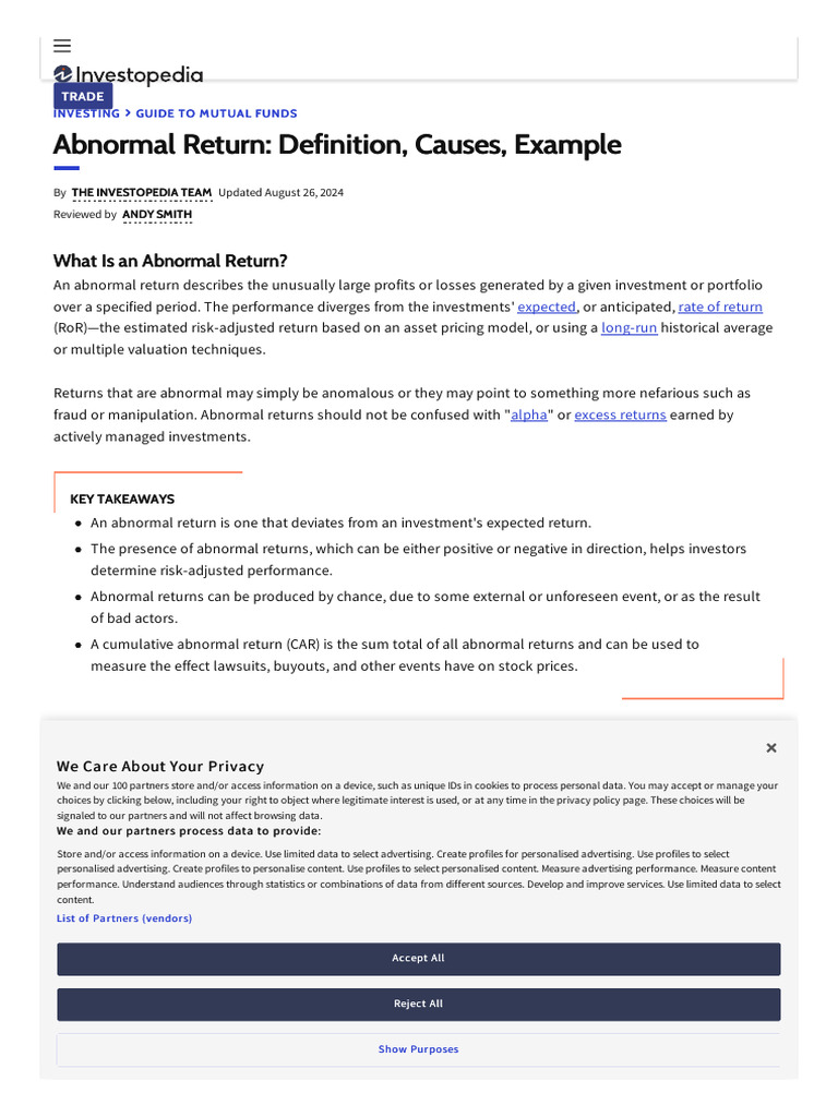 WWW Investopedia Com Terms A Abnormalreturn ASP | PDF | Investment Fund ...