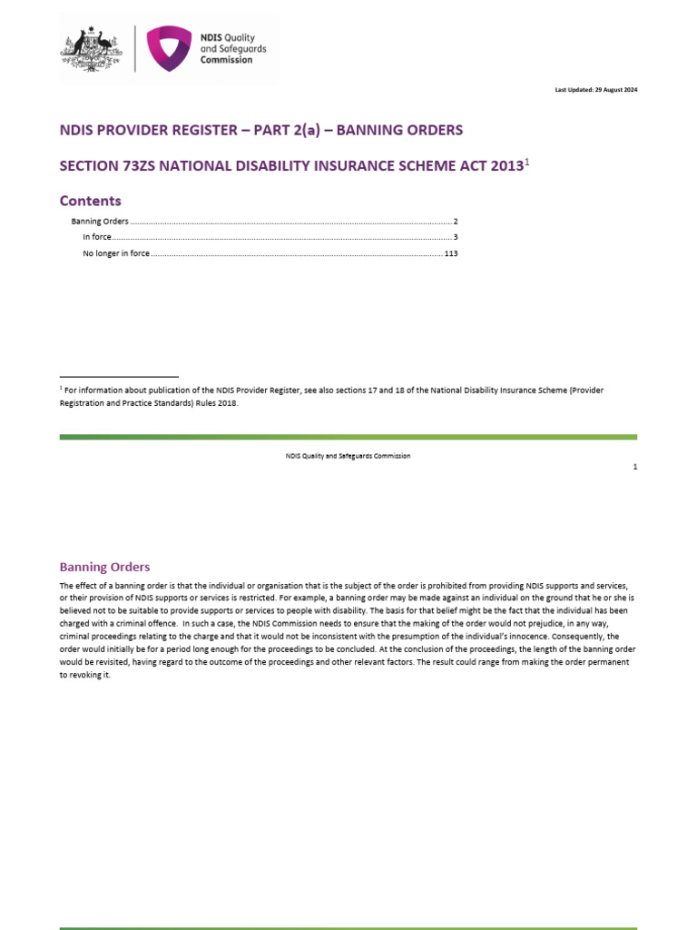 Att A - Provider Register Part 2a As at 29 August 2024 | PDF ...