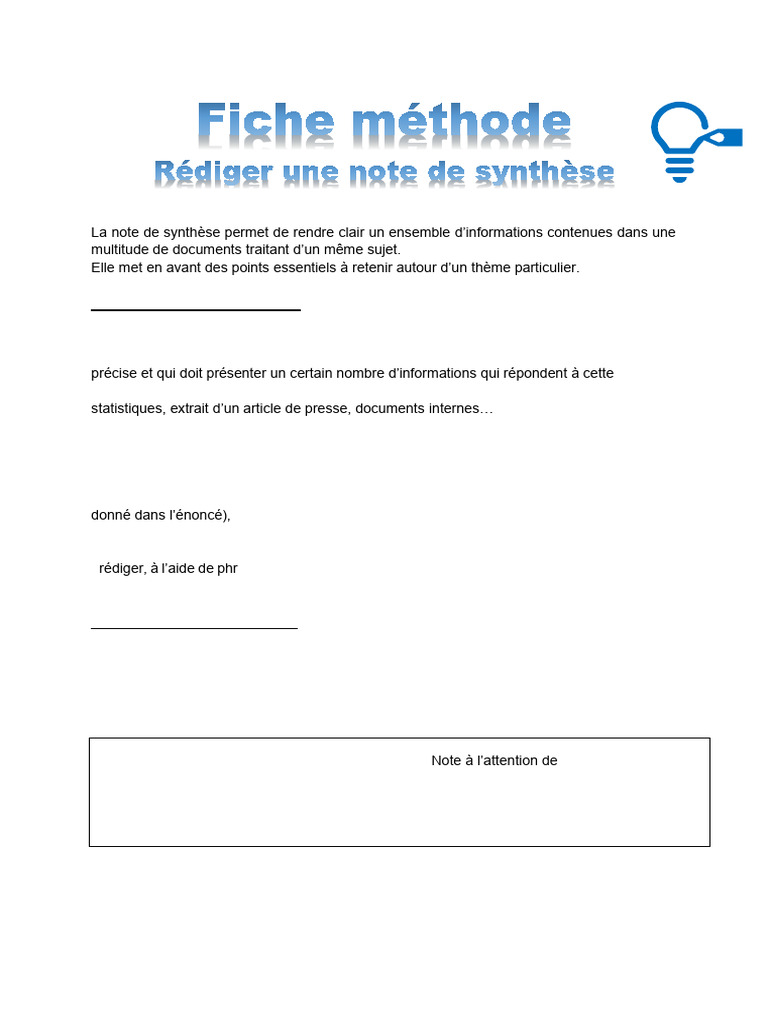 Ob - 02bc3d - Fiche Methode Realiser Une Note de S | PDF