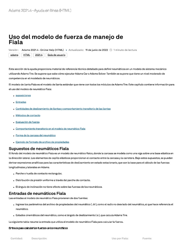 Using the Fiala Handling Force Model | PDF