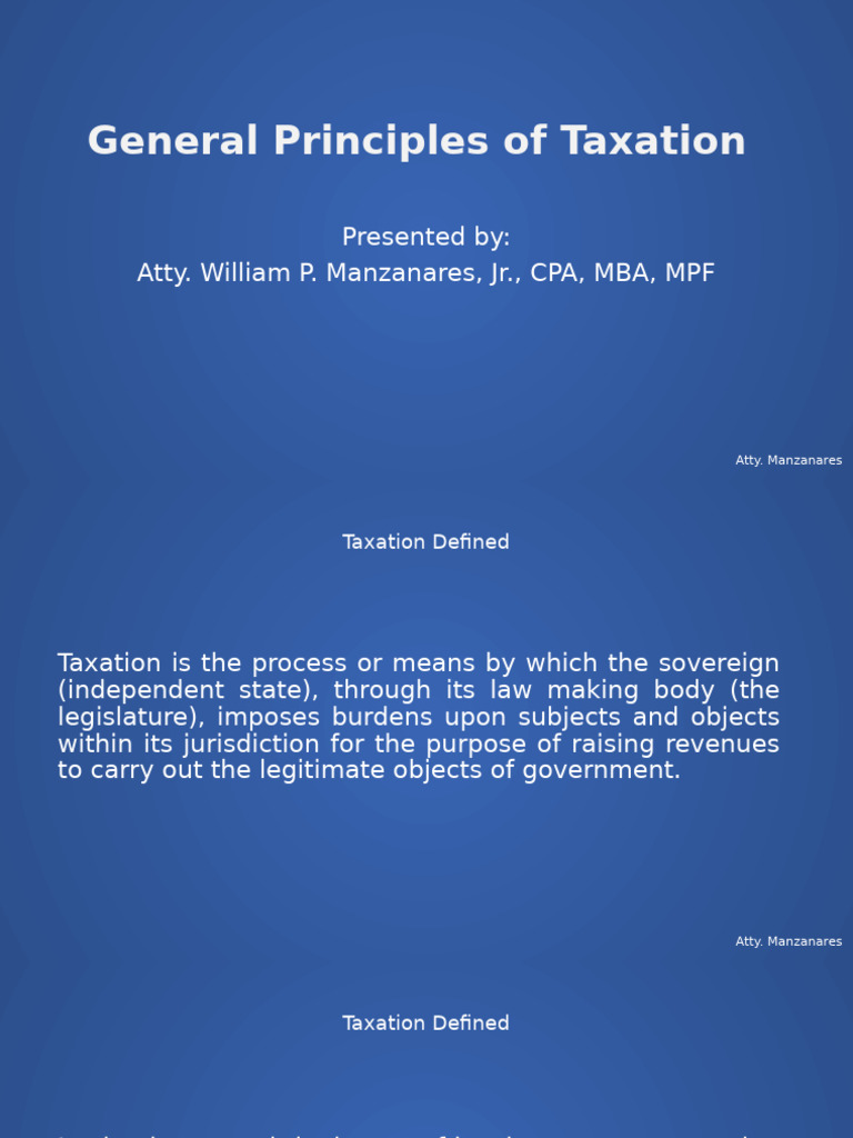 General Principles of Taxation 2024 2 | PDF