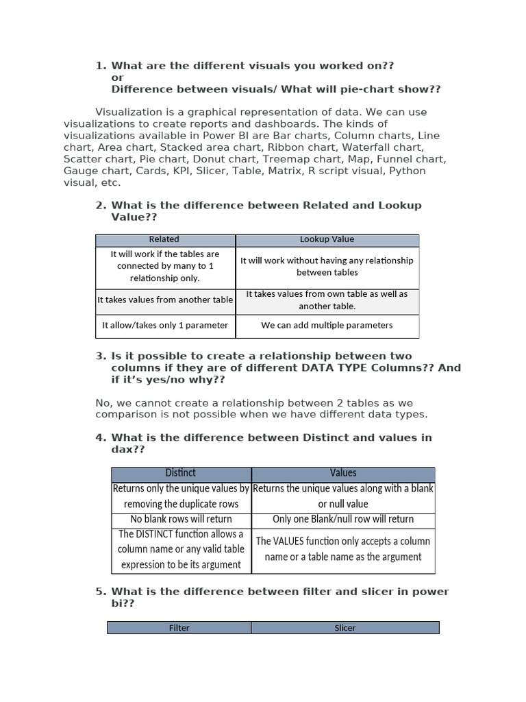 Power Bi Interview Questions | PDF