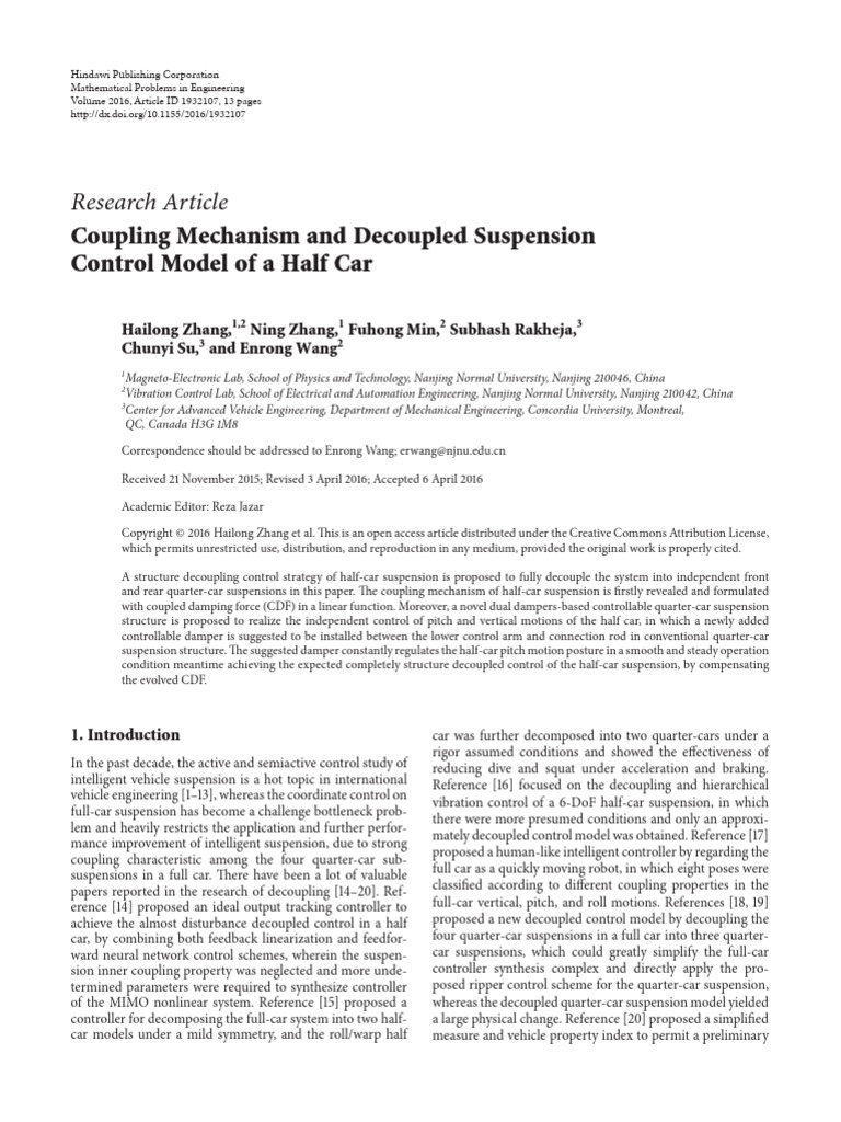 Coupling Mechanism and Decoupled Suspension Contro | PDF