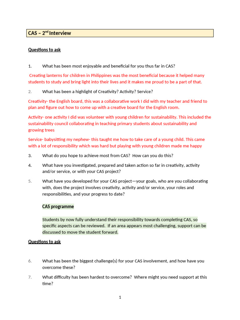 CAS Interview 2 1 Done | PDF