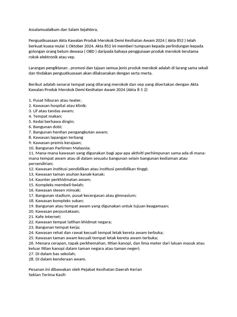 teks hebahan akta 852 | PDF