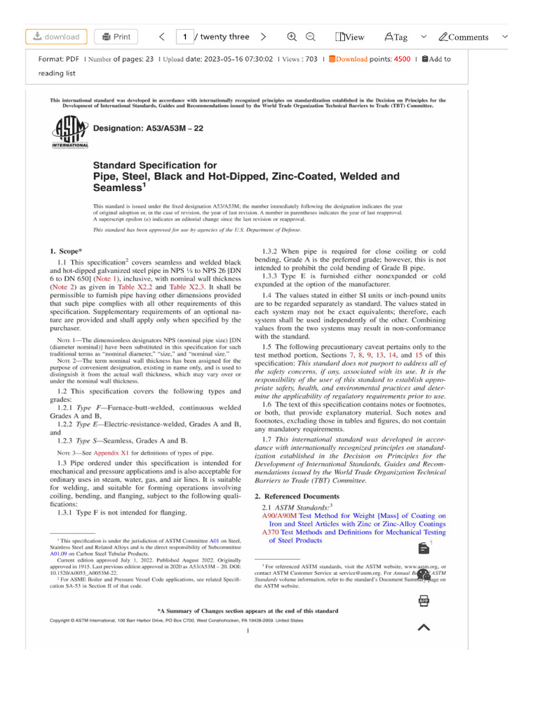 ASTM A53 2022 | PDF