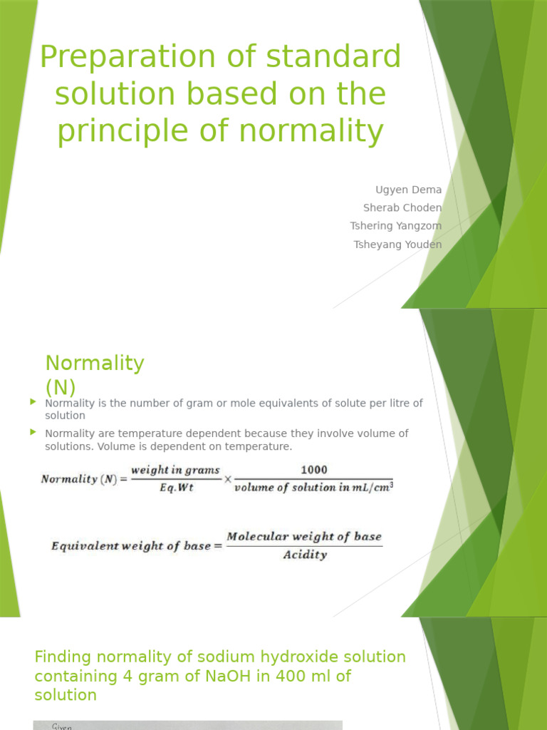 Preparing Normality Solutions in Chemistry | PDF | Wellness | Science ...