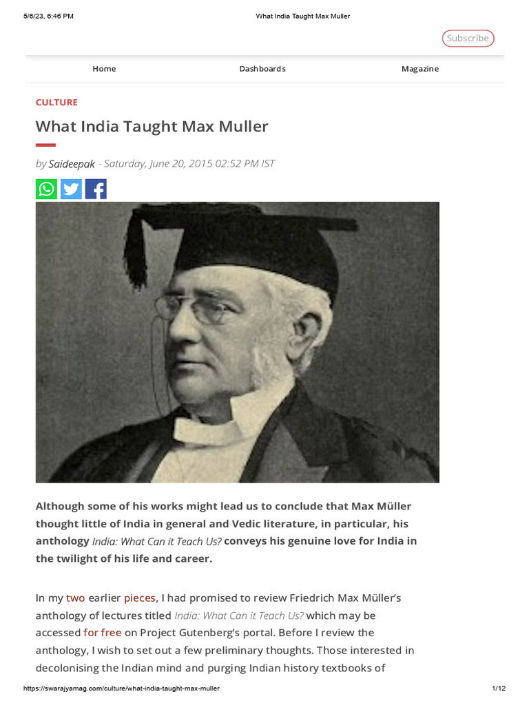 What India Taught Max Muller | PDF