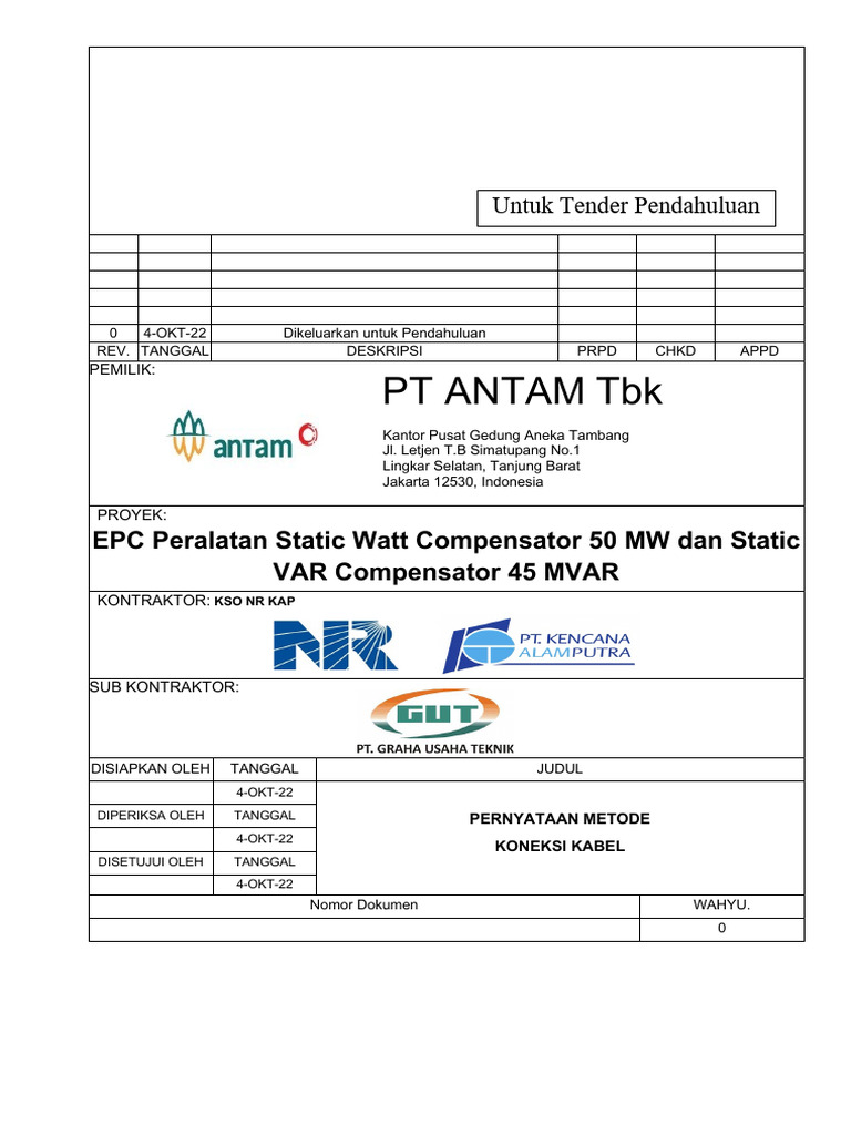 Method Statement Connection of Cables ID | PDF