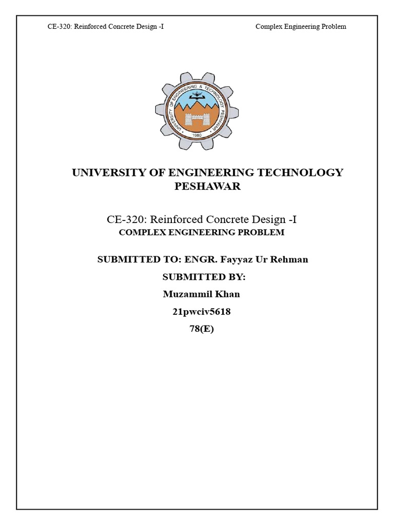 University of Engineering Technology Peshawar: CE-320: Reinforced Concrete Design - I | PDF