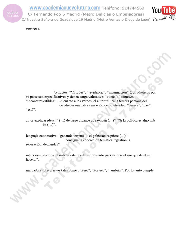 Examen Lengua 2023 Junio Selectividad Madrid Solucion | PDF