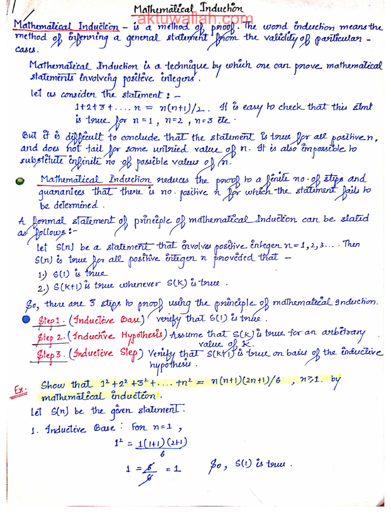 Mathematical Induction (Unit - 1) - DSTL - Watermark | PDF