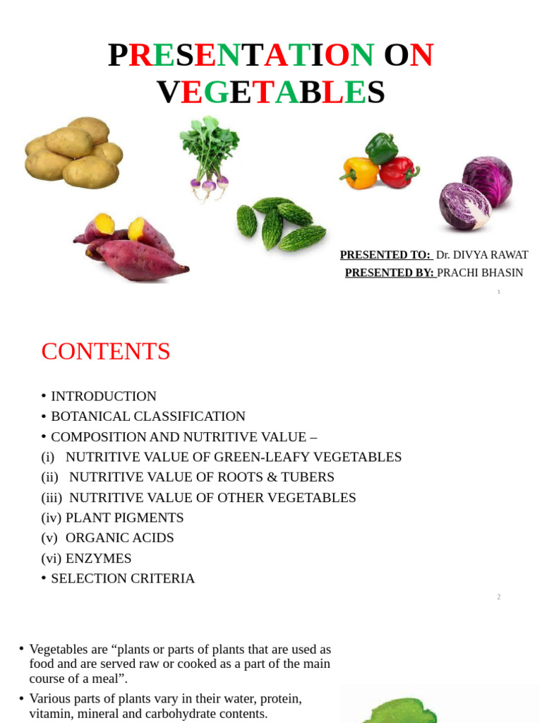 Vegetables (Food Science) | PDF