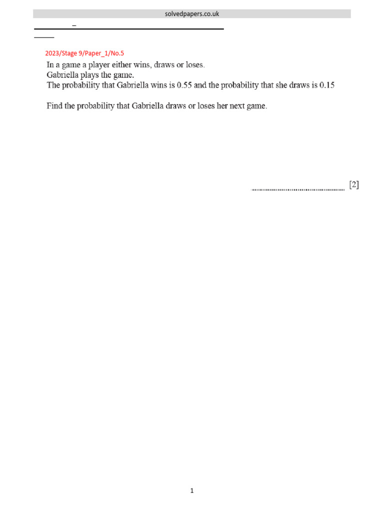 2023-Probability-checkpoint Sec1 Math Progression Stage-9 | PDF