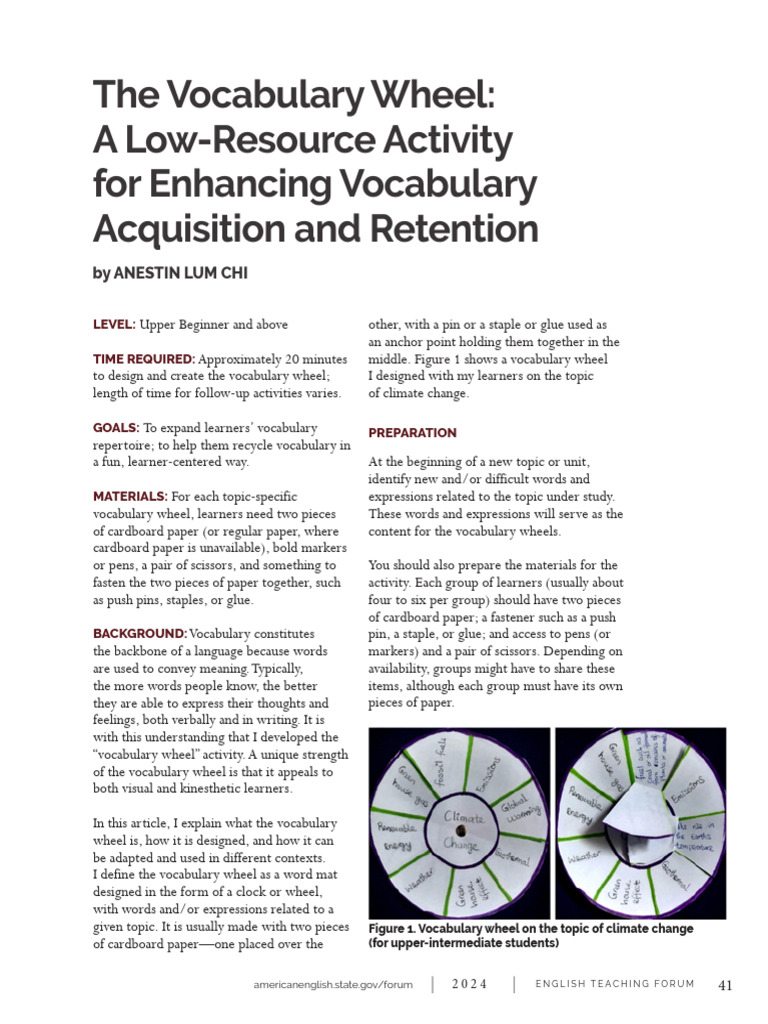 62 2 Vocabulary Wheels p41 44 | PDF