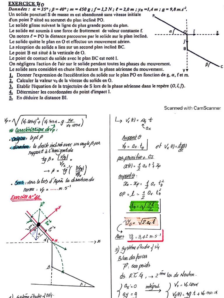 Chute Parabolique (Exercice Naadi) | PDF