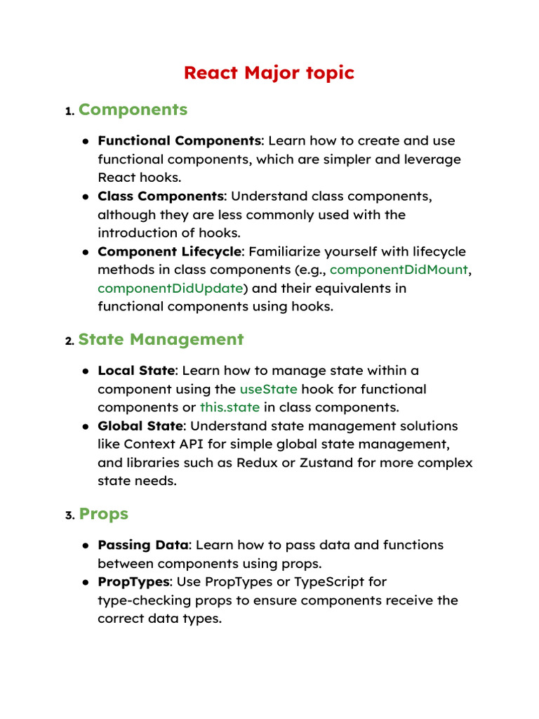 React Major Topic | PDF