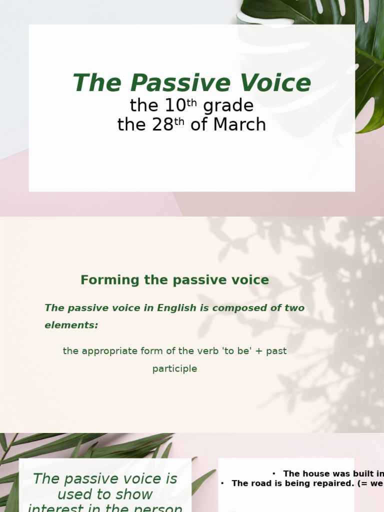 Passive Voice Guide for 10th Grade | PDF | Linguistic Morphology | Syntax
