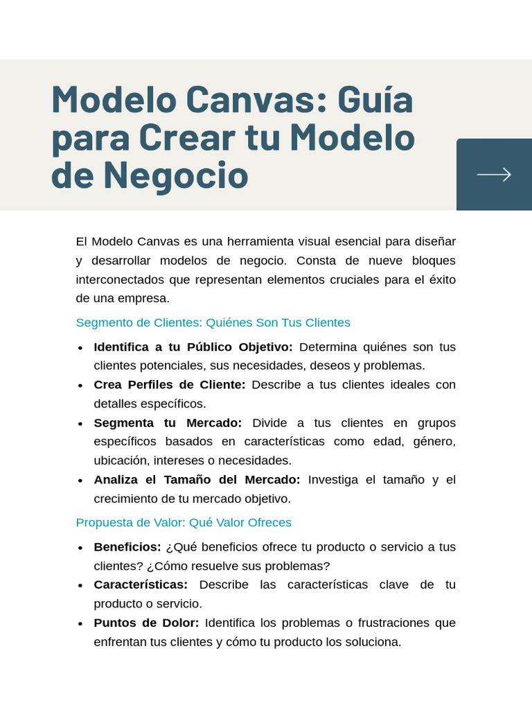 Modelo Canvas Guía para Crear Tu Modelo de Negocio | PDF
