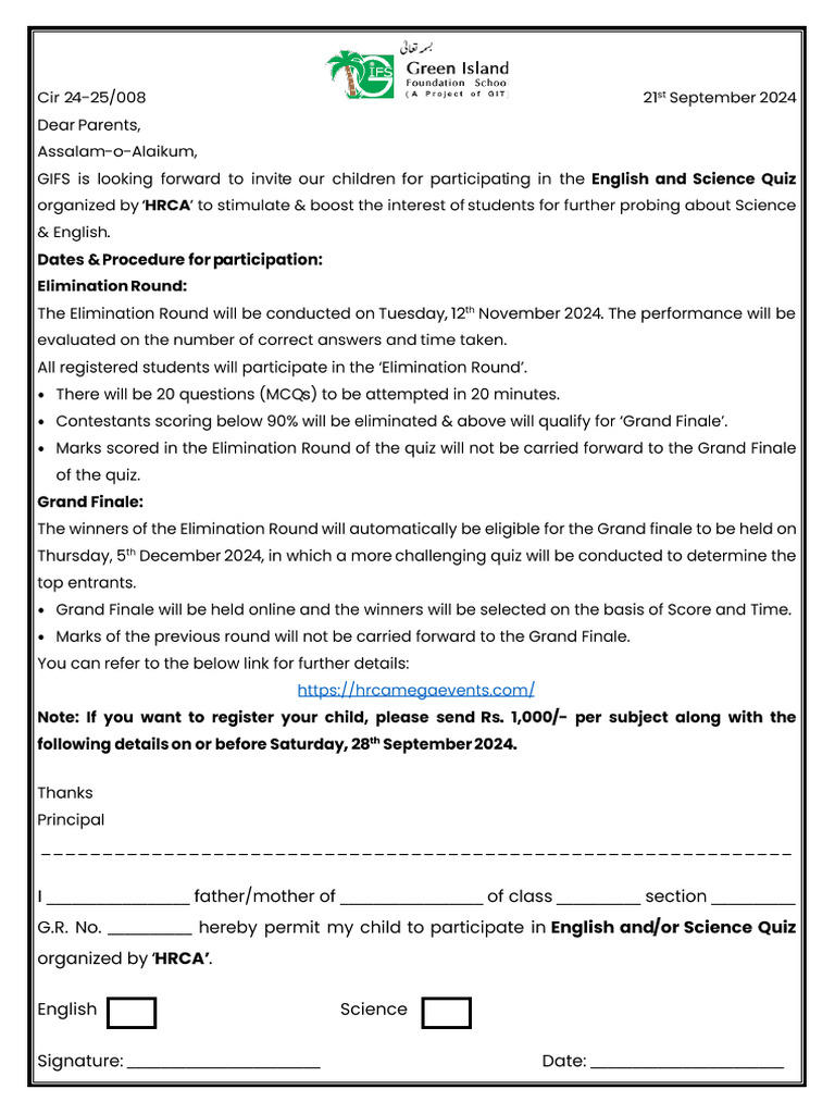 008 HRCA English & Science | PDF