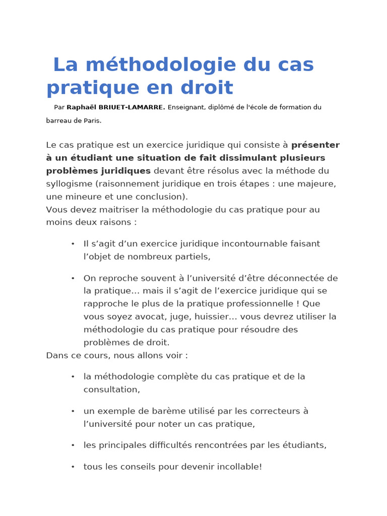 La Méthodologie Du Cas Pratique en Droit | PDF