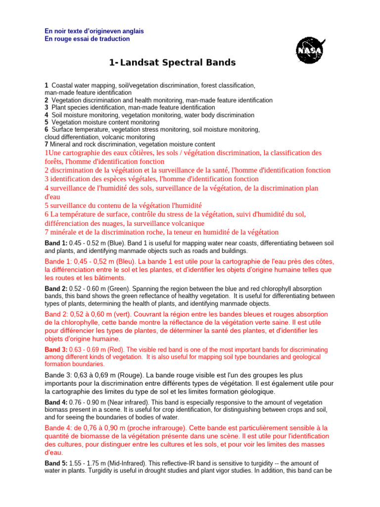Landsat Spectral Bands | PDF