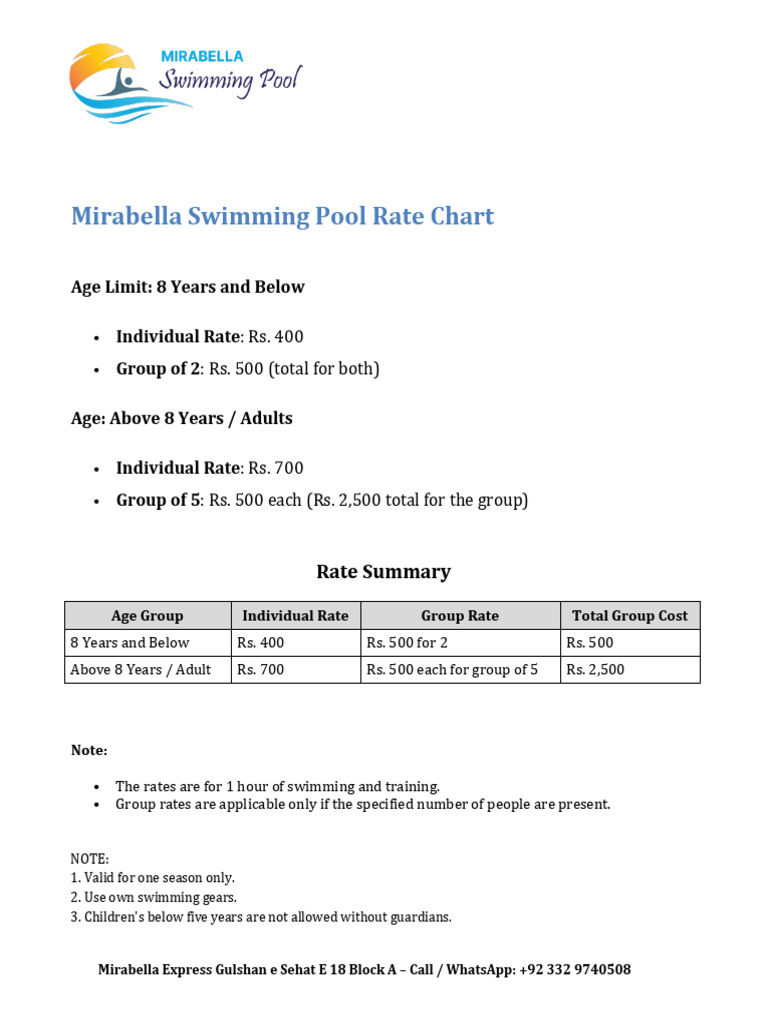 Mirrabell-pool-rates | PDF