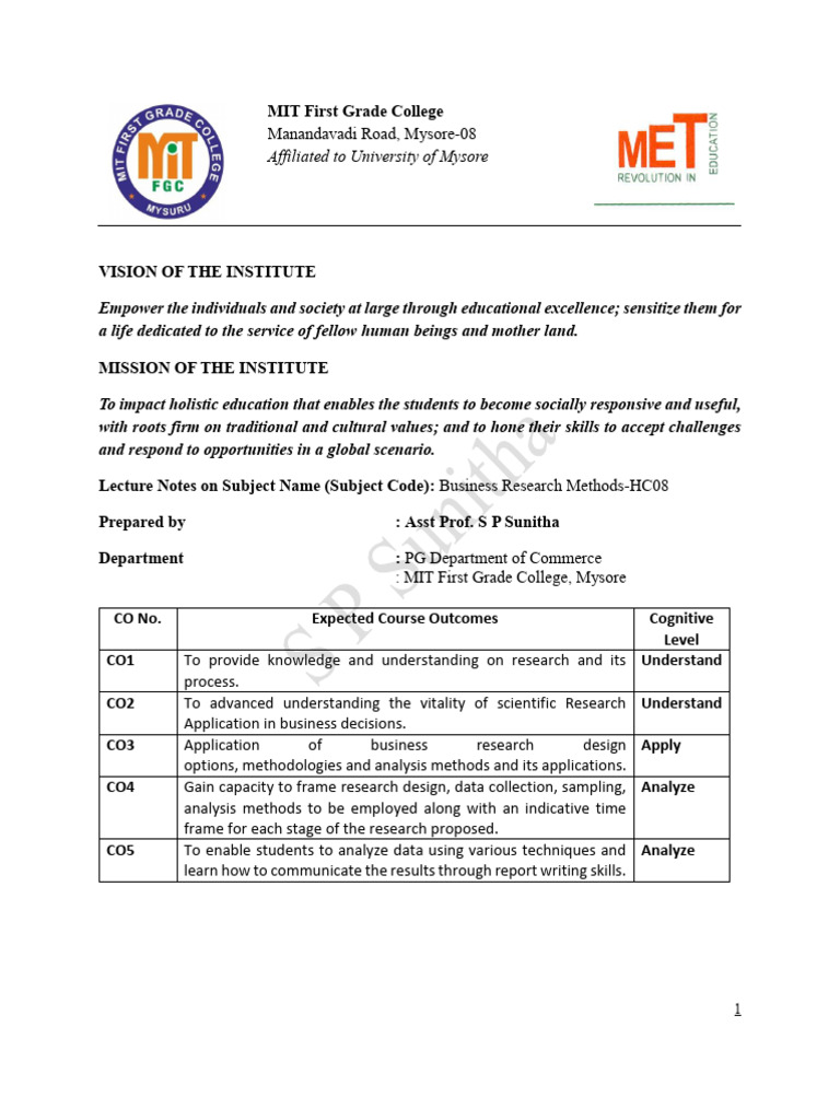 MIT First Grade College: Affiliated To University of Mysore | PDF