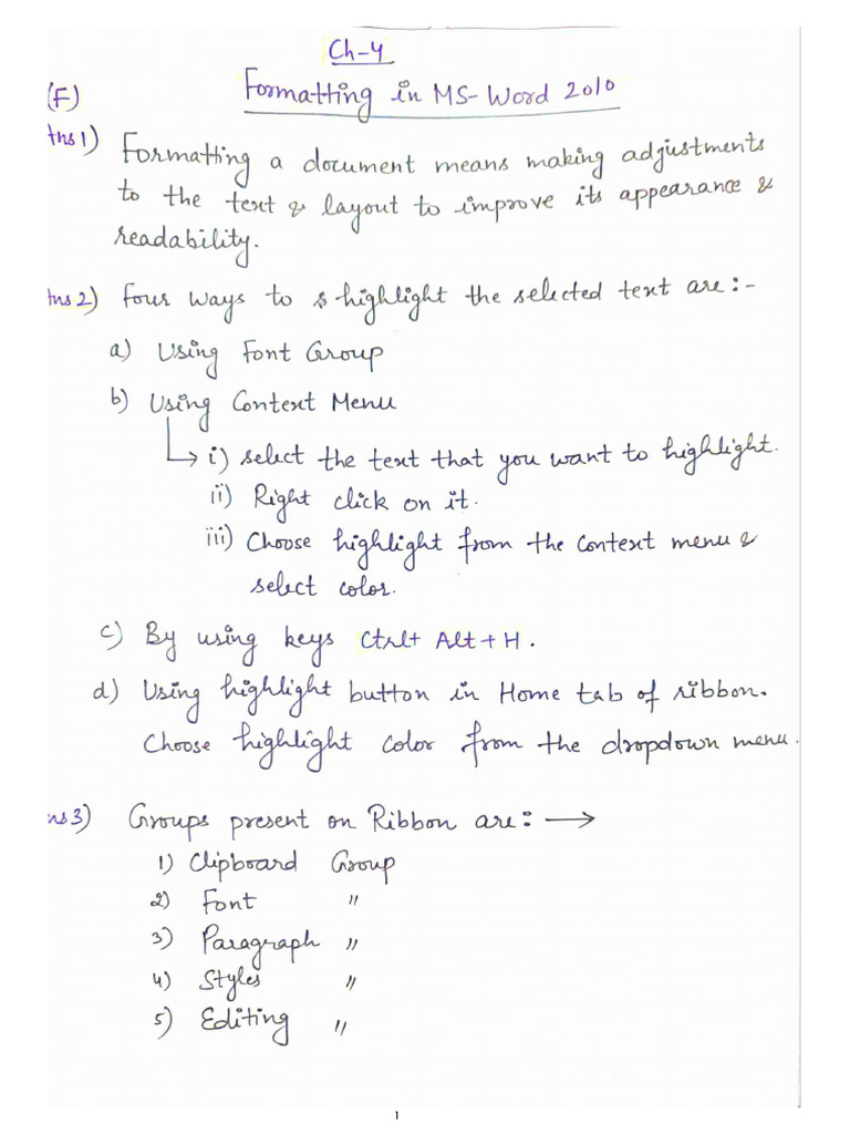 Chapter4-Formatting in Ms Word | PDF