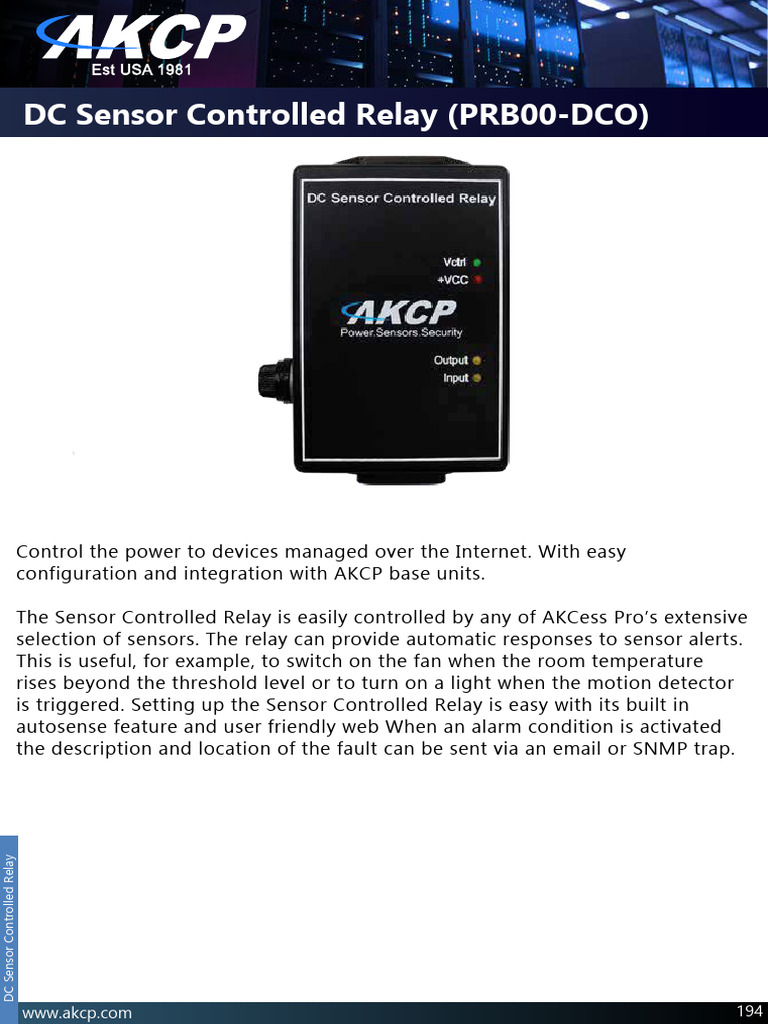 PRB00 DCX DC Sensor Controlled Relay | PDF