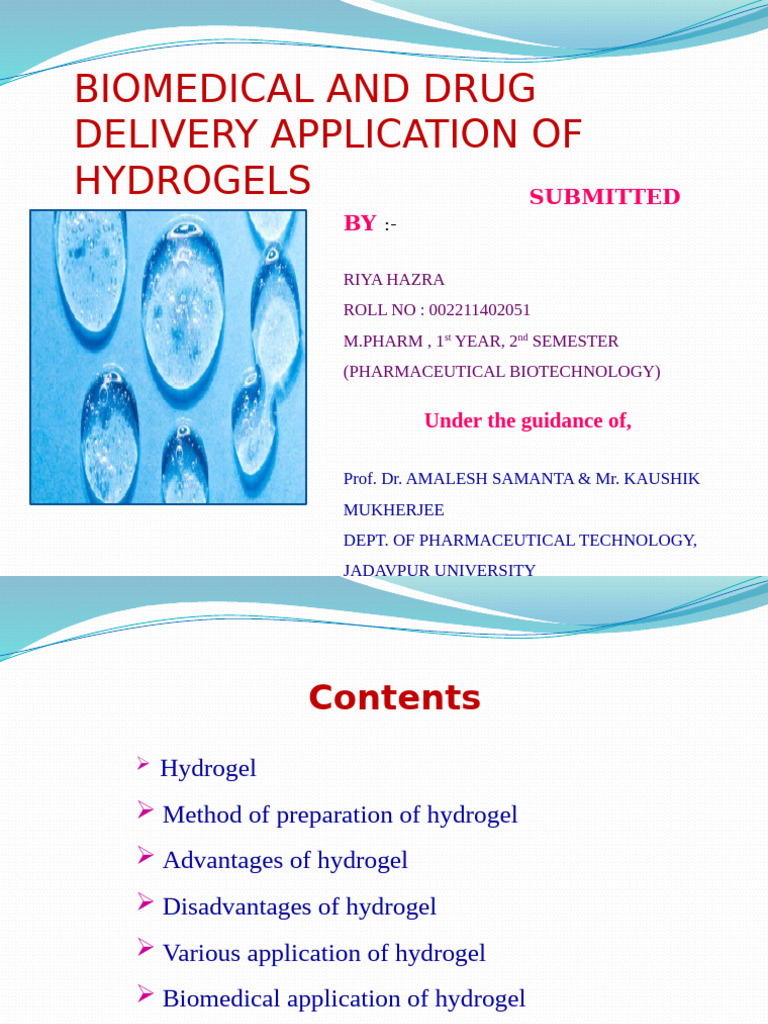 Hydrogel Presentation Riya | PDF