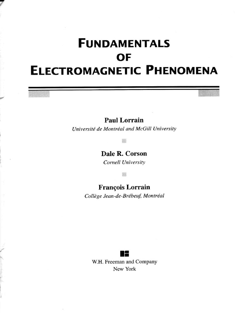 Fundamentals of Electromagnetic Phenomena - Paul Lorrain, Dale R ...