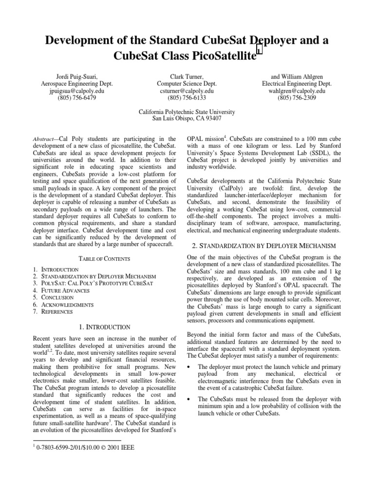 CubeSat Deployer Standardization | PDF | Radio | Transmitter