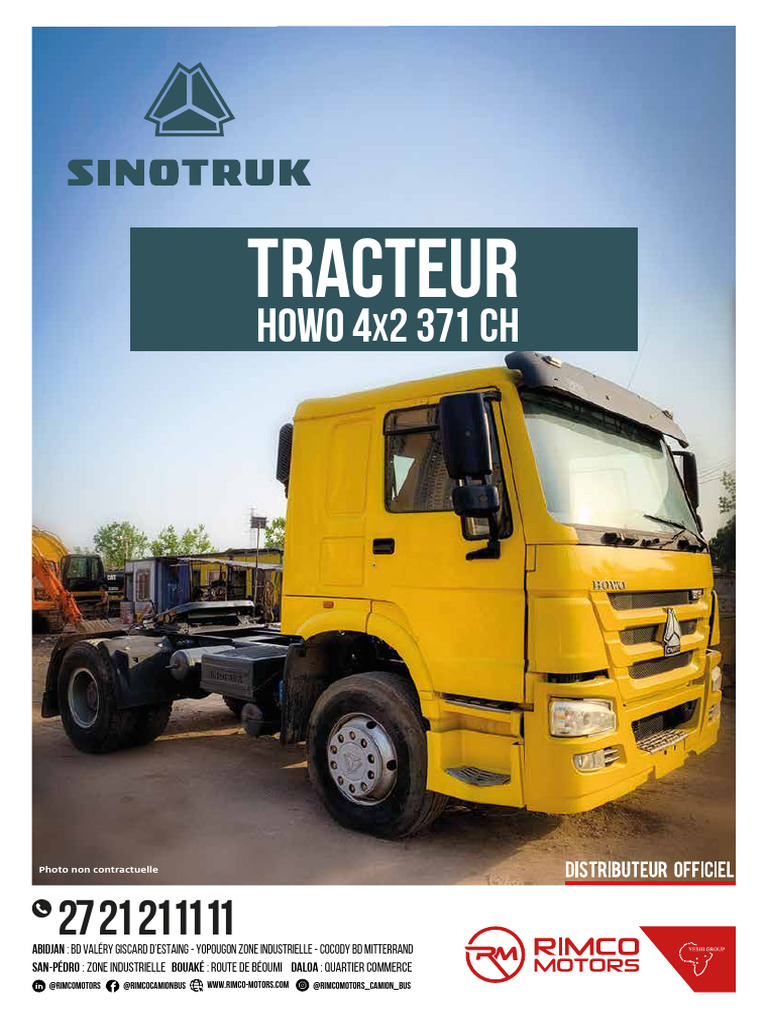 Fiche Technique Tracteur Howo 4X2 371 CH | PDF