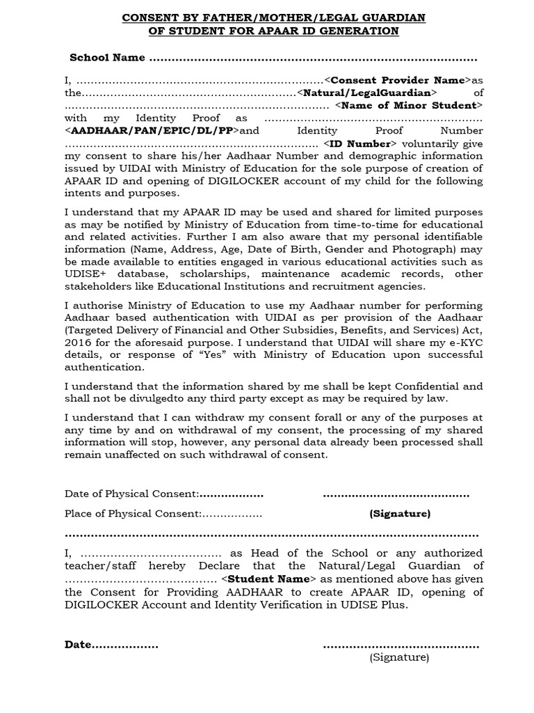 Consent Form APAAR Modified Approved | PDF