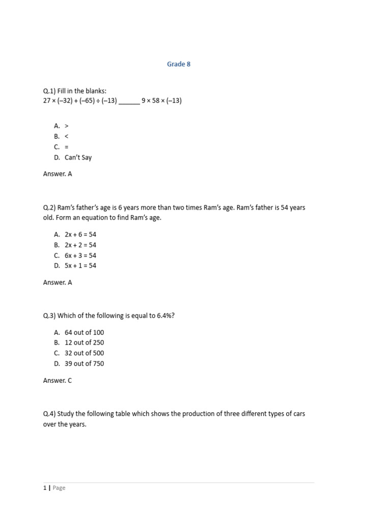 Grade 8 - Set 2 | PDF