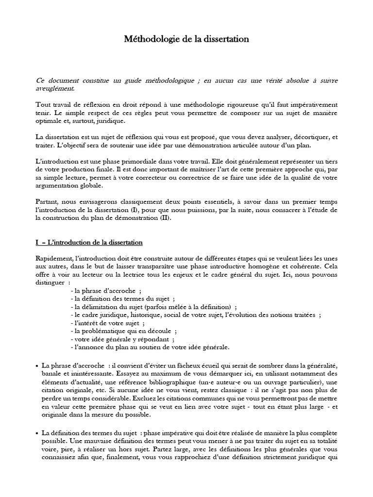 Methodologie Dissertation Licence 1 Serie 1 | PDF