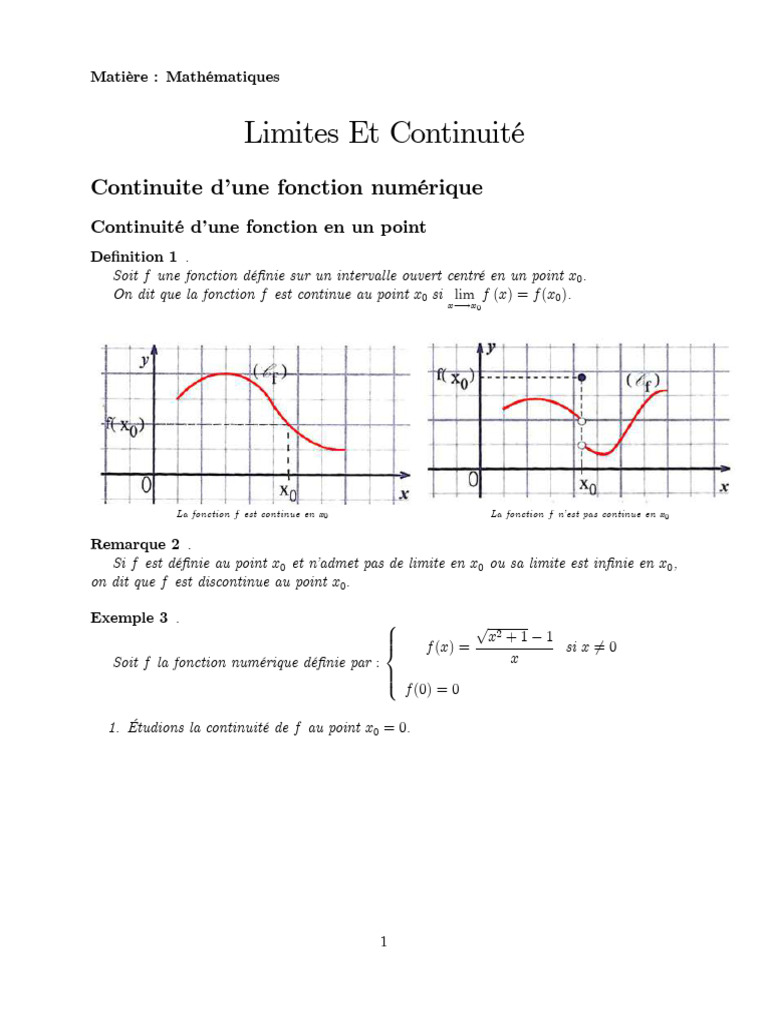Continuité des Fonctions Numériques | PDF | Fonction monotone | Objets ...
