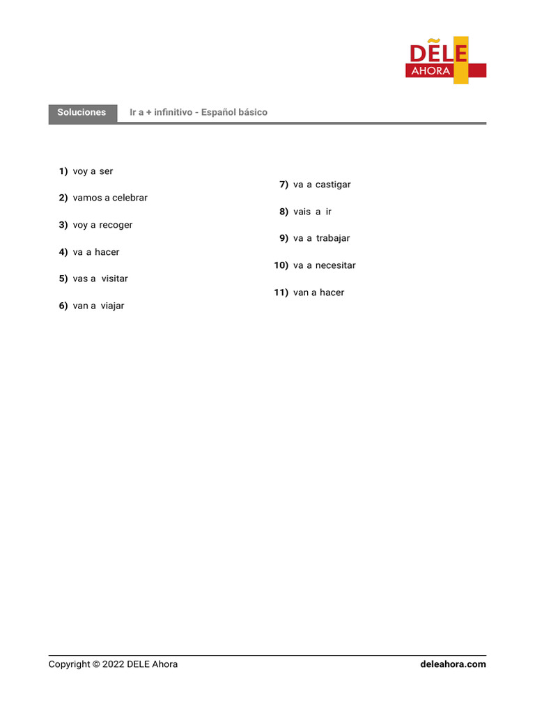 Ir A Infinitivo Espanol Basico - Soluciones | PDF