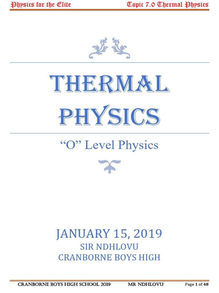 7.0 Thermal Physics | PDF