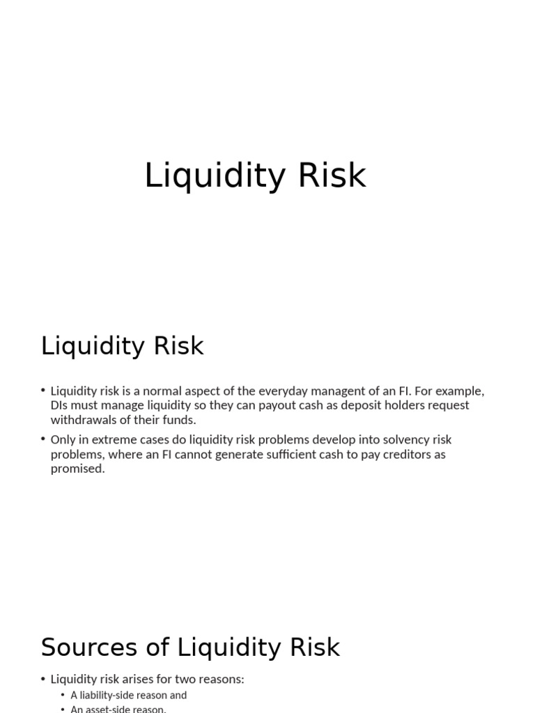 Liquidity Risk and explanation | PDF