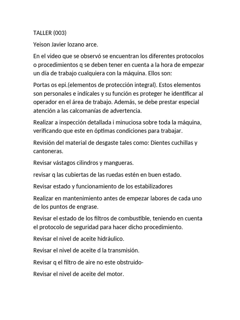 TALLER 003 8 Aquinaria Pesada) | PDF
