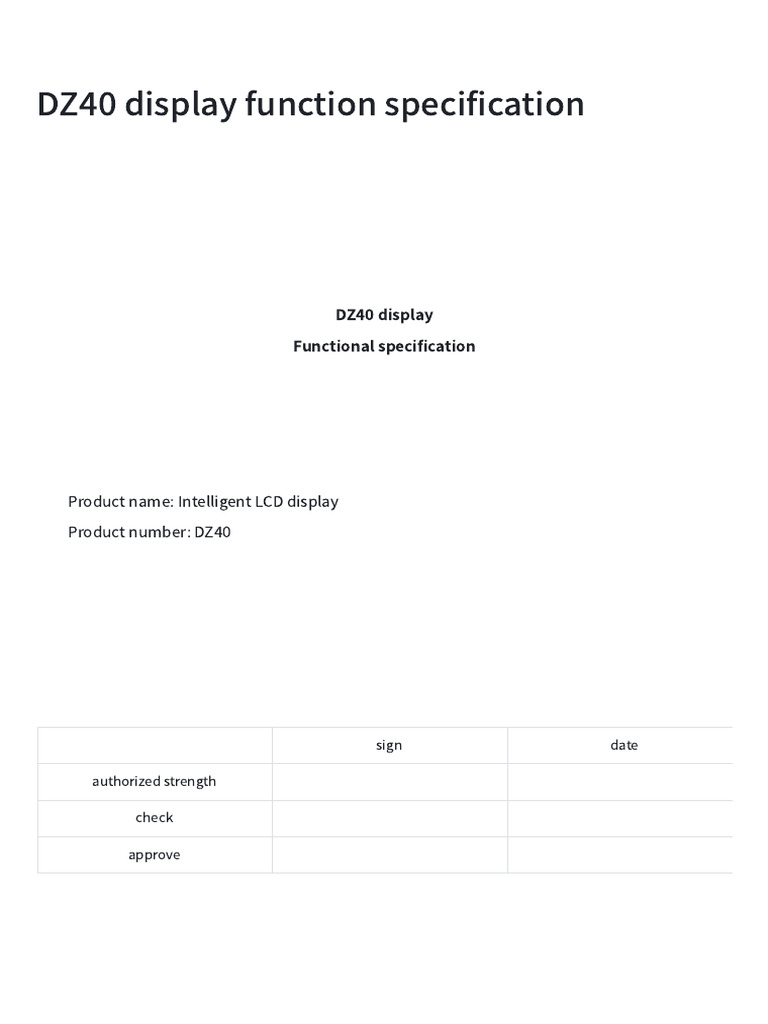 DZ40 Display Function Specification | PDF