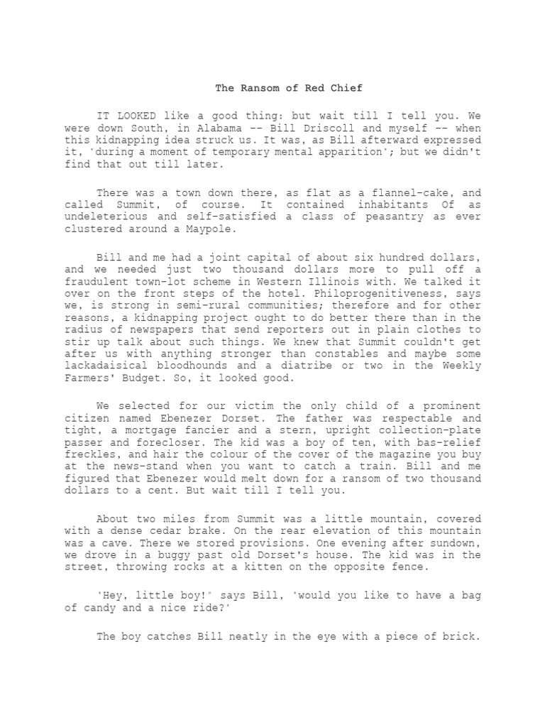 The Ransom of Red Chief | PDF