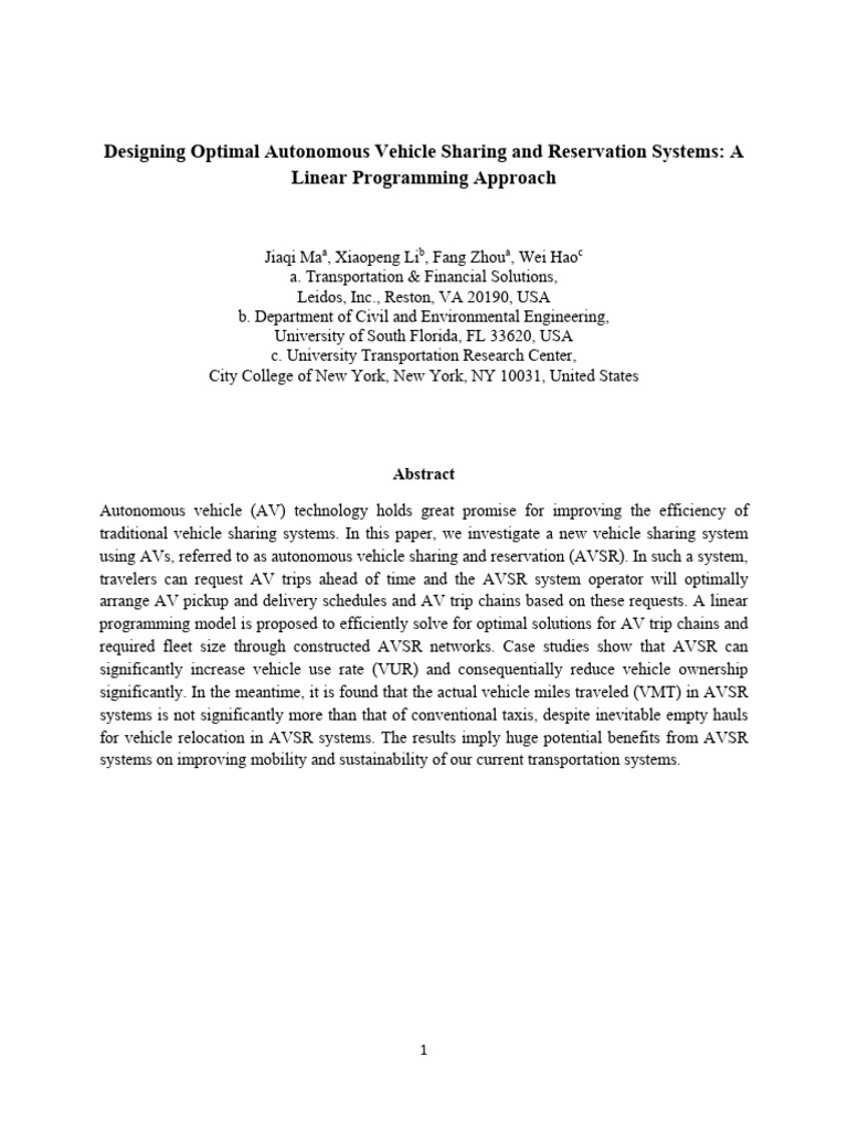Designing Optimal Autonomous Vehicle Sharing and Reservation Systems: A Linear Programming ...