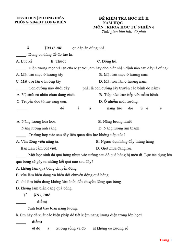 10 de Thi HK2 KHTN 6 CTST Nam 22 23 | PDF