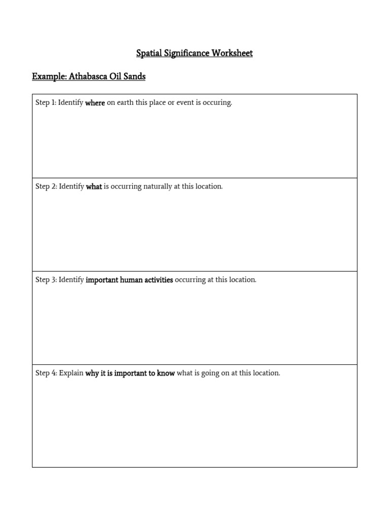 Spatial Significance Worksheet | PDF