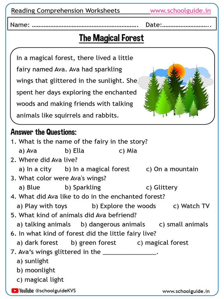 Ava's Magical Forest Comprehension | PDF | Language Arts & Discipline ...
