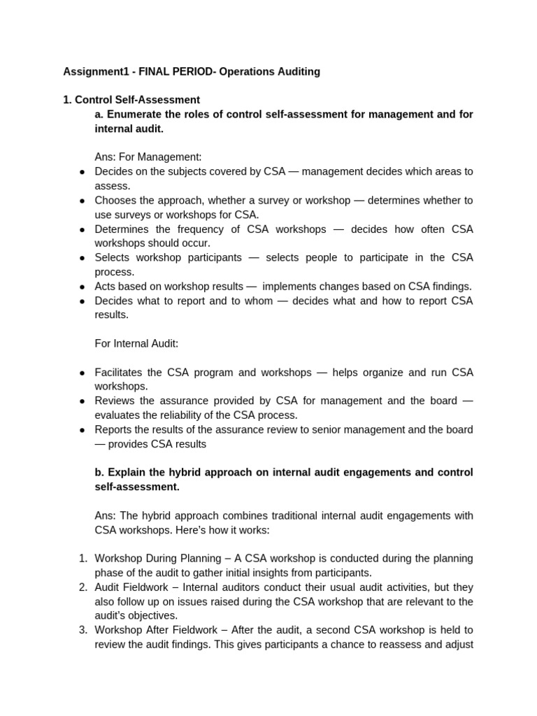 Assignment1 Operations Auditing | PDF