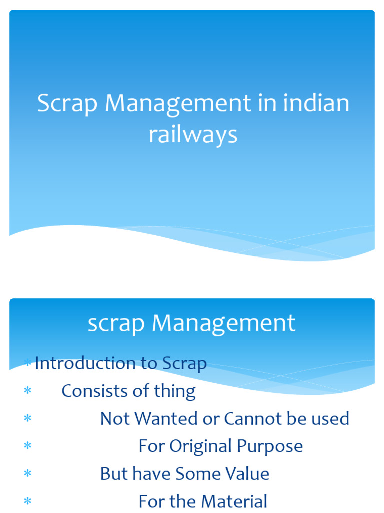 Scrap Management in Indian Railway | PDF